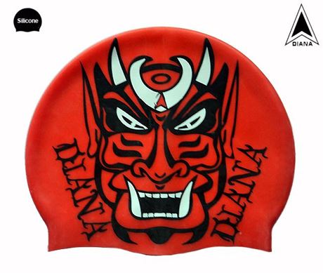 Swim cap DEMON made of silicone for adults with motif demon