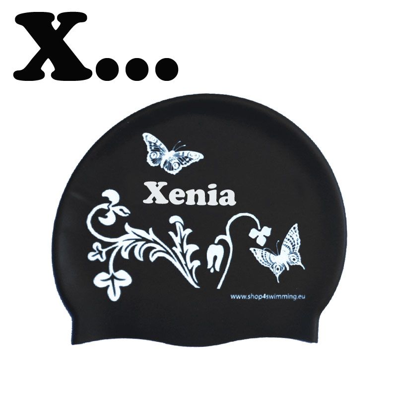 Silicone swim cap with female first names