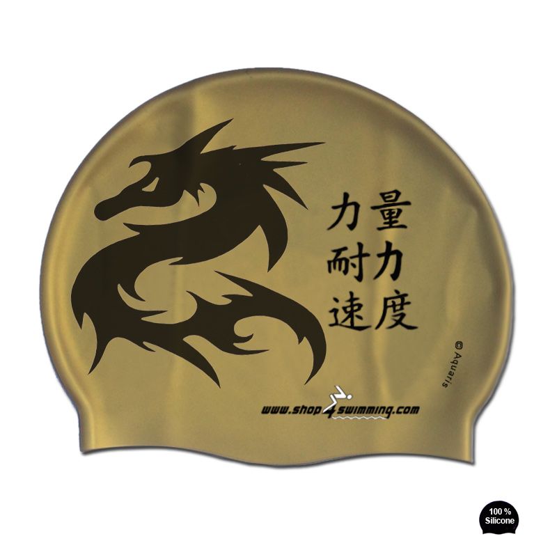 Goldfarbene Silikon Badekappe Drache
