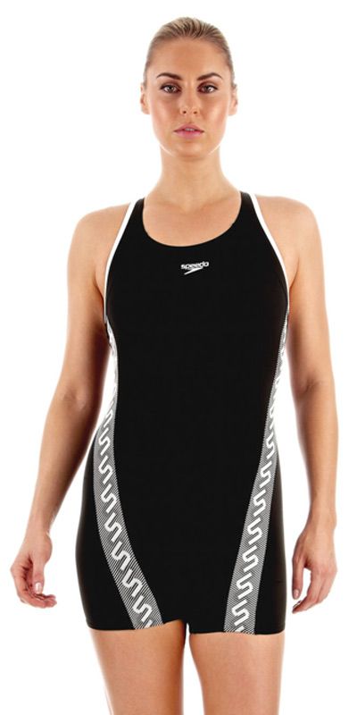 Damen Badeanzug mit Bein chlorresistent Monogram Legsuit Endurance+
