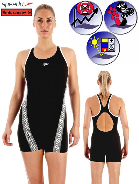 Damen Badeanzug mit Bein chlorresistent Monogram Legsuit Endurance+