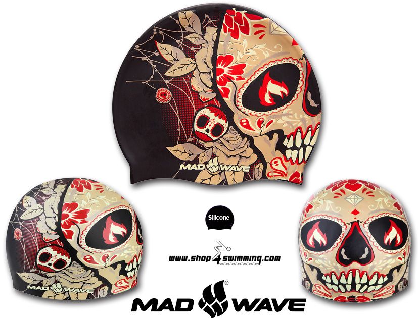 Tombe Face Skull silicone swim cap