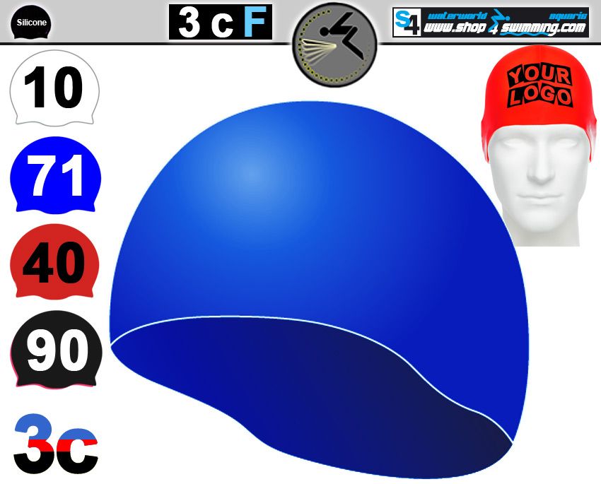 Personalised competition swim cap, 3 colours, Frontal print