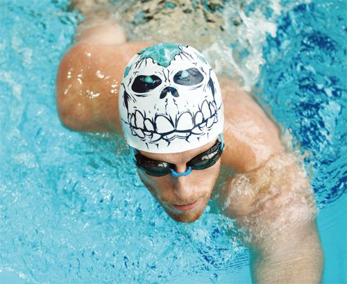Skull silicone swim cap