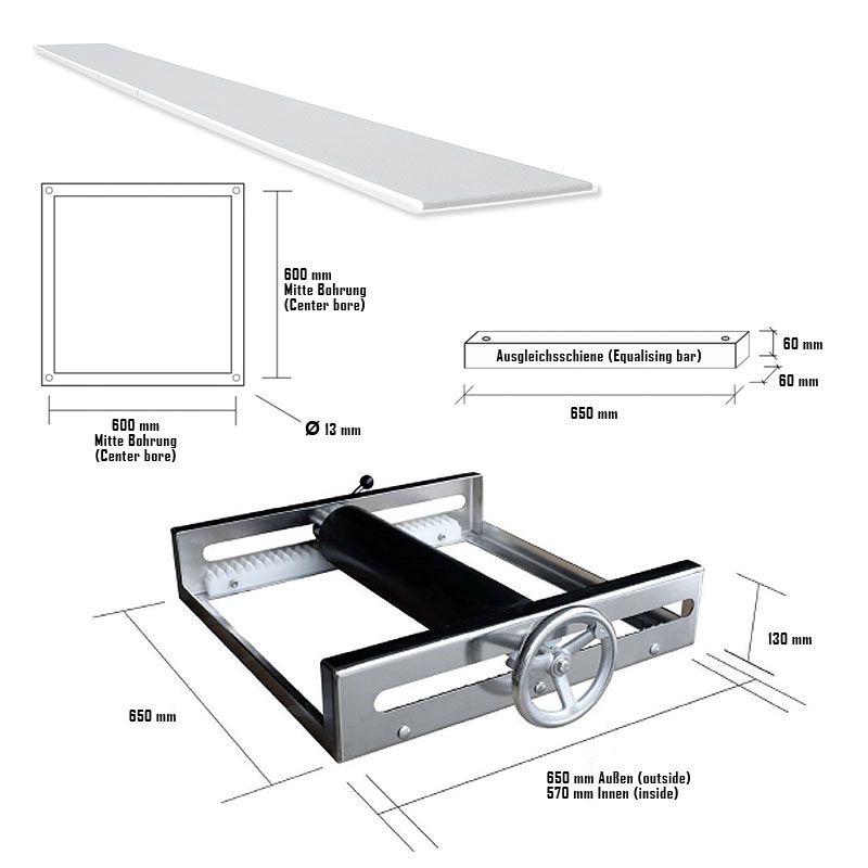 Roll Adjustment Box for GRP diving boards