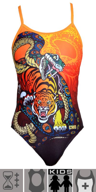 Swimsuit girls PBT Tiger Snake One Piece Openback